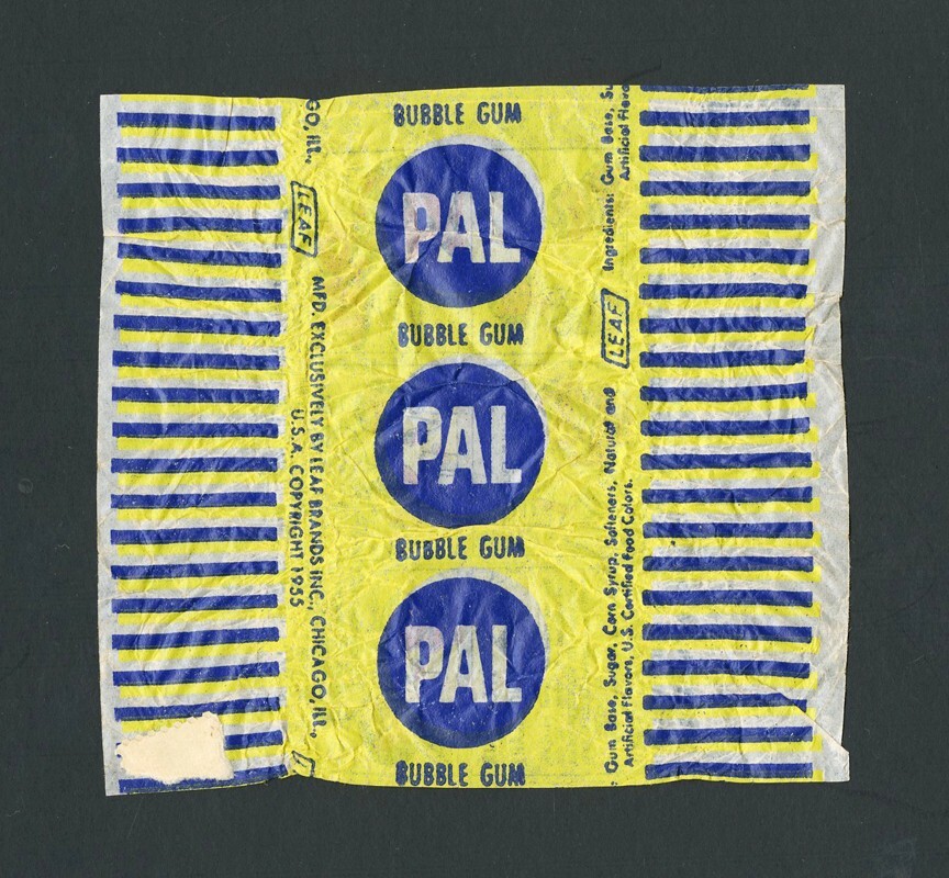 1955 LEAF PAL BUBBLE GUM WRAPPER RARE BLUE & YELLOW RIDDLE FORTUNE ...