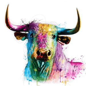 Rainbow Bull wall art colorful printed on canvas 16" x 16” solid frame ...