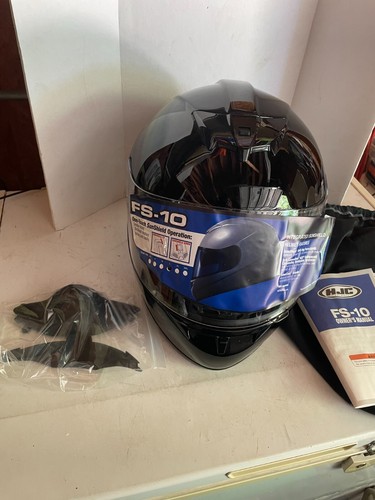 New HJC FS-10 Solid Black Motorcycle Helmet Original Box Bag MORE L | eBay