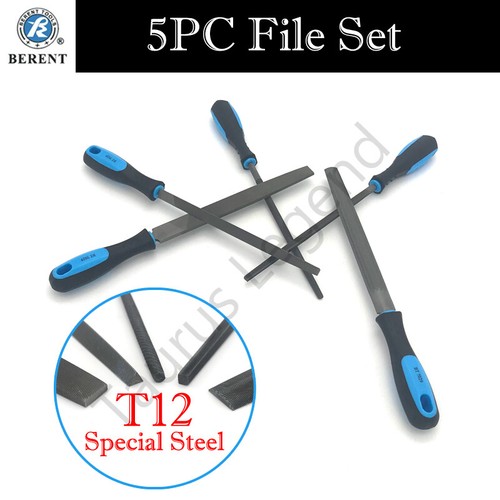 5PC File Set Flat Round Triangle Square Steel Metal Filing Tools Soft ...