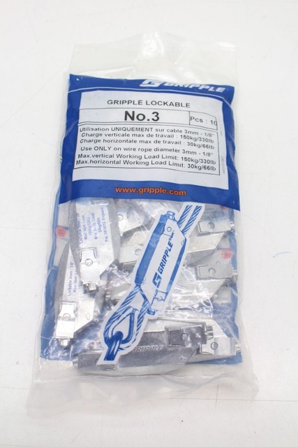 2x Pack 10 Gripple Lockable No.3 Wire Rope Joiners 3mm 1/8" Code 131257 ...