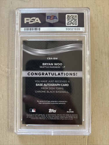 2024 Topps Chrome Black - Autographs #CBA-BW Bryan Woo (AU, RC) PSA 10 ...