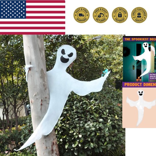 53” Halloween Bendable Tree Wrap Ghost Decoration for Halloween Outdoor ...