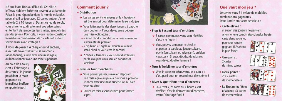 Groupe Emeraude France - Small Fold Up Paper Texas Hold'em Booklet | eBay