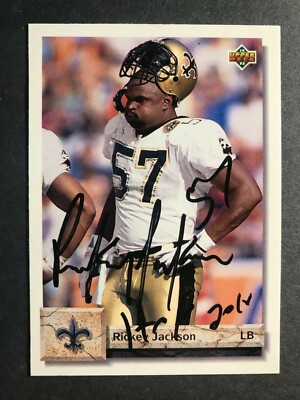 SIGNED RICKEY JACKSON 1992 UPPER DECK FOOTBALL CARD AUTOGRAPH - SAINTS ...