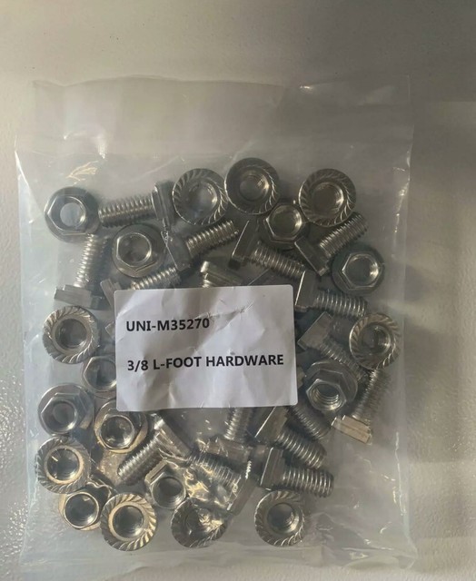 20 Pack UNIRAC 3/8" L-Foot Hardware. SOLARMOUNT M35270 T-BOLT & NUT ...