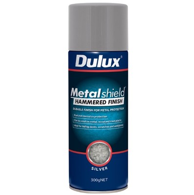 Dulux Metalshield HAMMERED FINISH SPRAY PAINT Rust Prevention SILVER ...