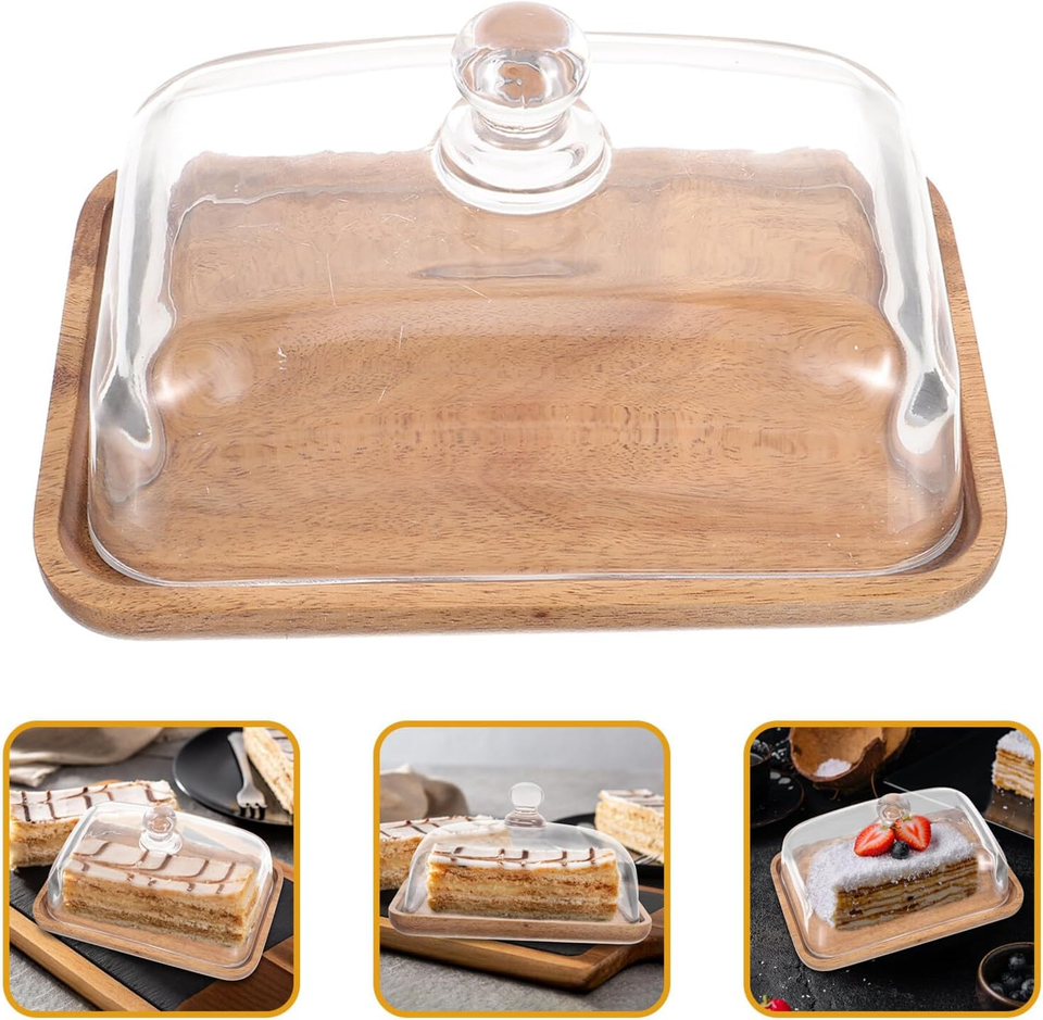 Clear Butter Cheese Tray, Mini Cake Stand with Dome Covered Small Cake ...