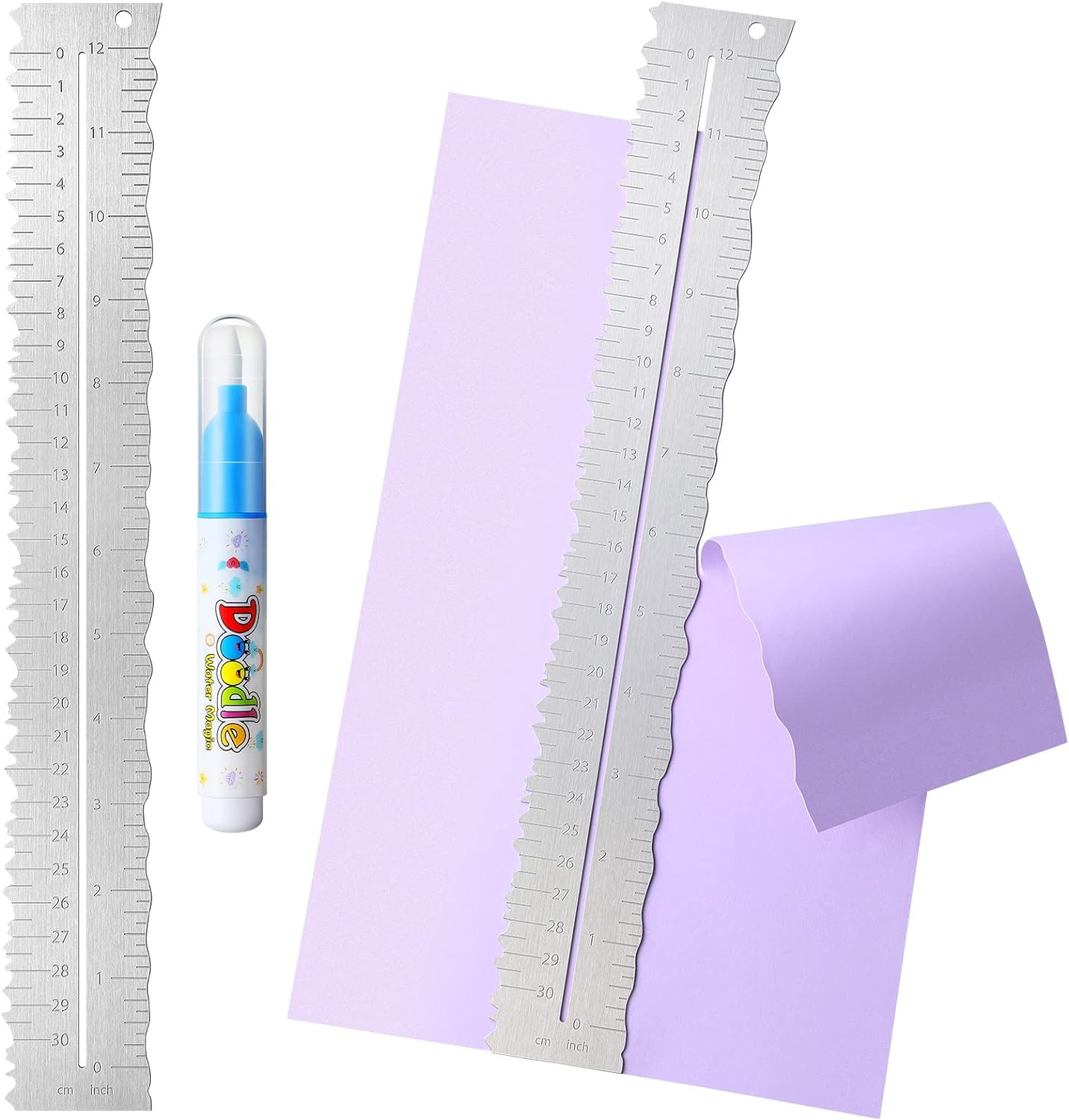 2 Pcs Metal Paper Tearing Ruler Deckle Edge Ruler Craft Ruler for ...