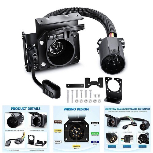 Dual Output 7-Way W/4Pin Flat Connector Multi Tow Vehicle Side Factory ...