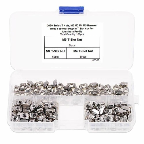 160pcs Nickel Plated Carbon Steel T Nut Kits 2020 Aluminum Extrusion ...