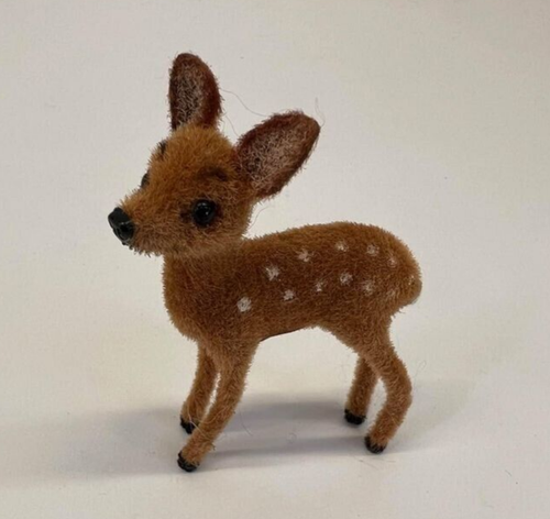 Vintage 3.5” Wagner Kunstlerschutz Flocked Fawn Deer Handmade in West ...