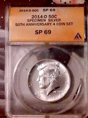 2014 D SILVER KENNEDY HALF DOLLAR - 50TH ANNIV. SET COIN - ANACS SP 69 ...