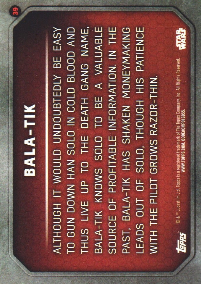 2015 Star Wars The Force Awakens Series 1 Trading Card #39 Bala-tik | eBay