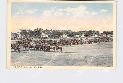 PPC Postcard WW1 Reviewing US Army Troops In Formation On Field | eBay