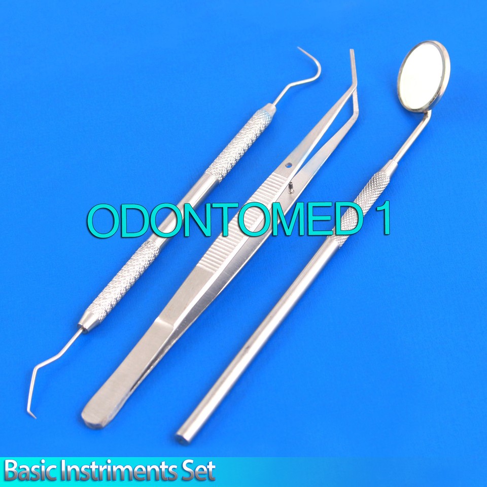 Dental Power 3pcs Basic Dental Instruments Set Mirror Explorer C. Plier ...