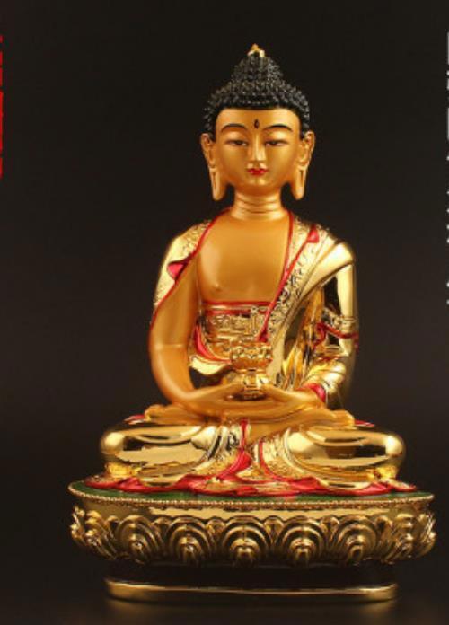 8" China Buddhism Golden Resin Shakyamuni Amitabha Buddha Sakyamuni ...