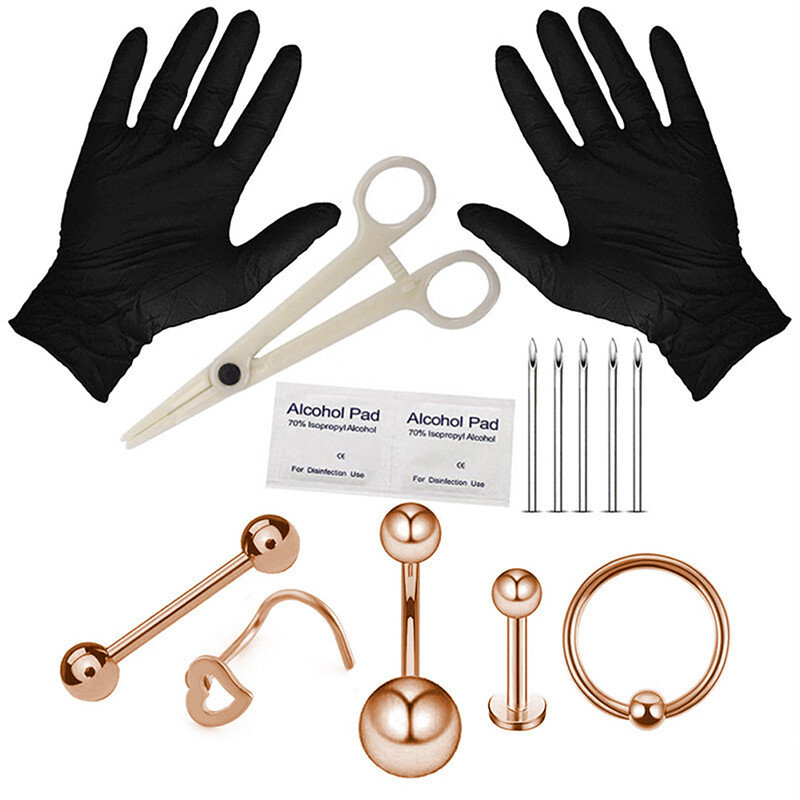Professional Body Piercing Tool Kit Ear Nose Navel Eyebrow Lip Nose ...