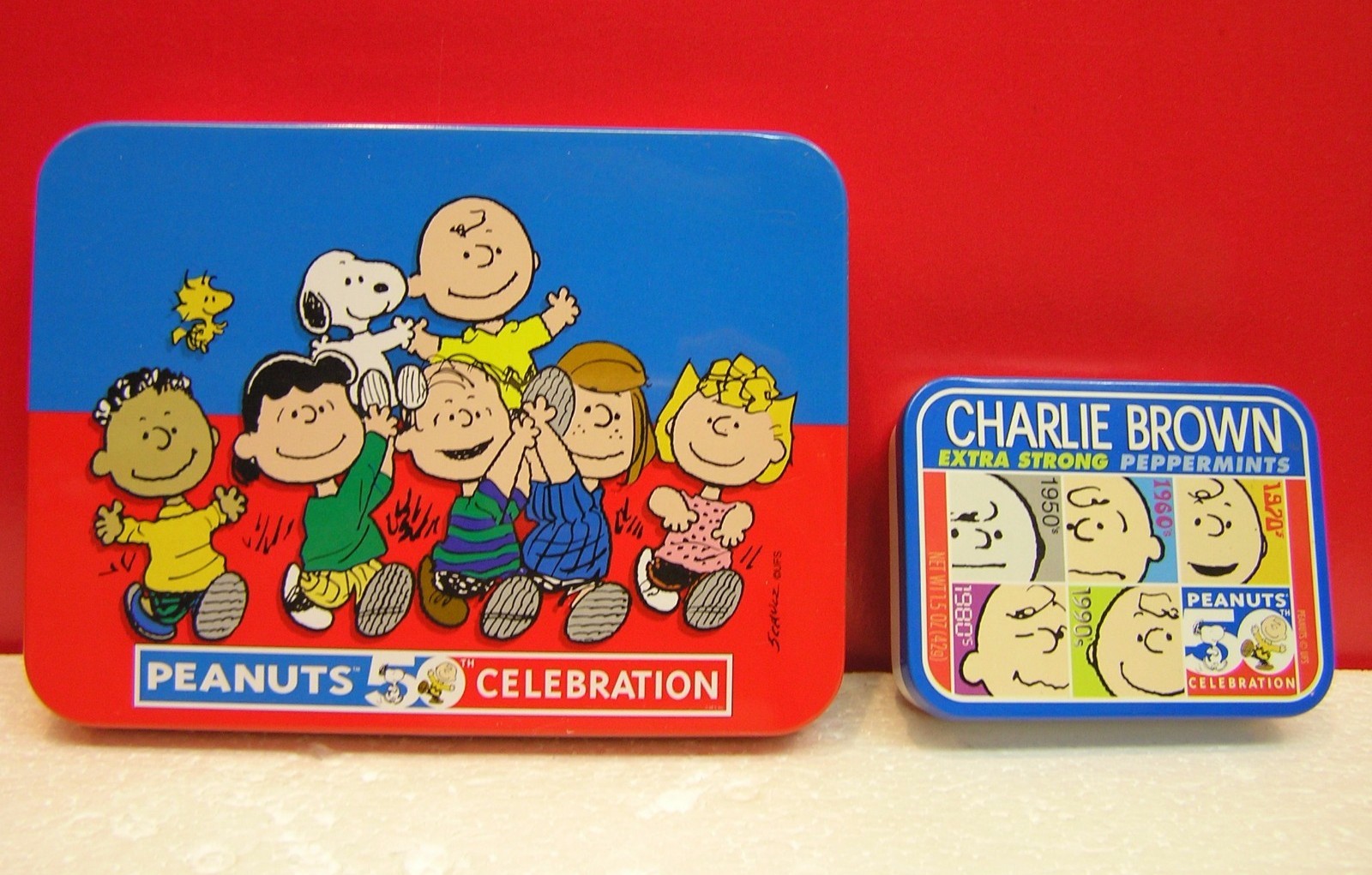 Peanuts 50th Anniversary Tins Set of 2 | eBay