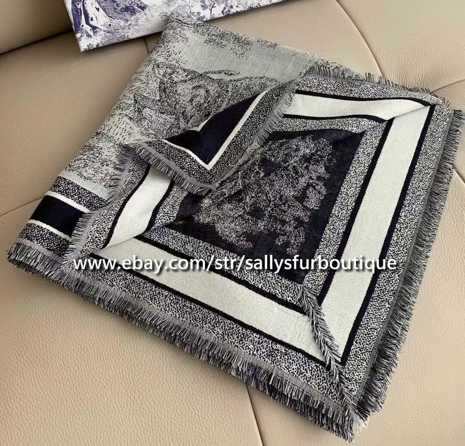 Sally 60% Wool 30% Silk 10% Cotton Wrap Scarf Jungle Print Double Face ...