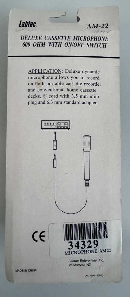 Labtec AM-22 Deluxe Cassette Microphone New In Box | eBay