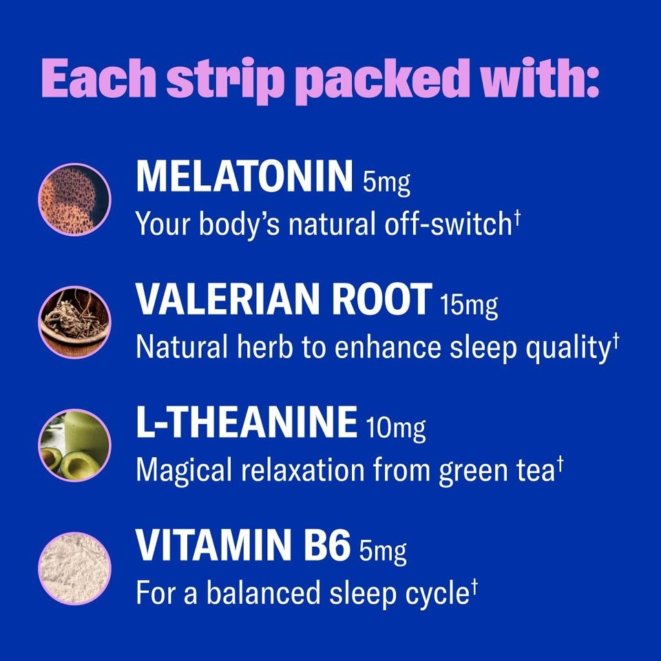 Sleep in a Strip™ | Oral Sleep Strips with 5mg Melatonin, Valerian Root ...