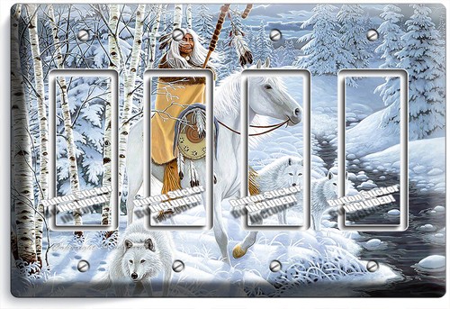 NATIVE AMERICAN INDIAN CHIEF WHITE HORSE WINTER LIGHT SWITCH OUTLET ...