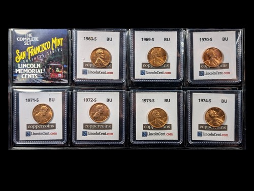 San Francisco (S) Mint Lincoln Memorial Cent 7-Coin Penny Set ALL dates ...