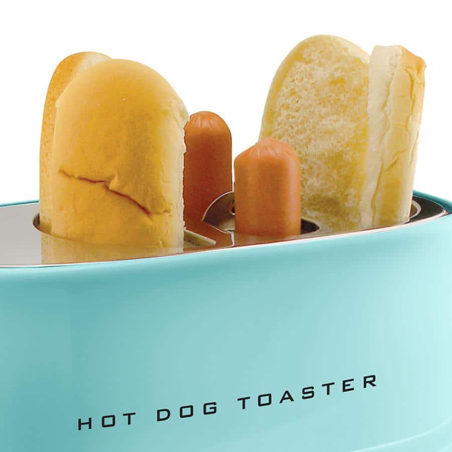 Nostalgia Pop-Up Hot Dog Bun Toaster Aqua Blue Adjustable Settings Drip ...