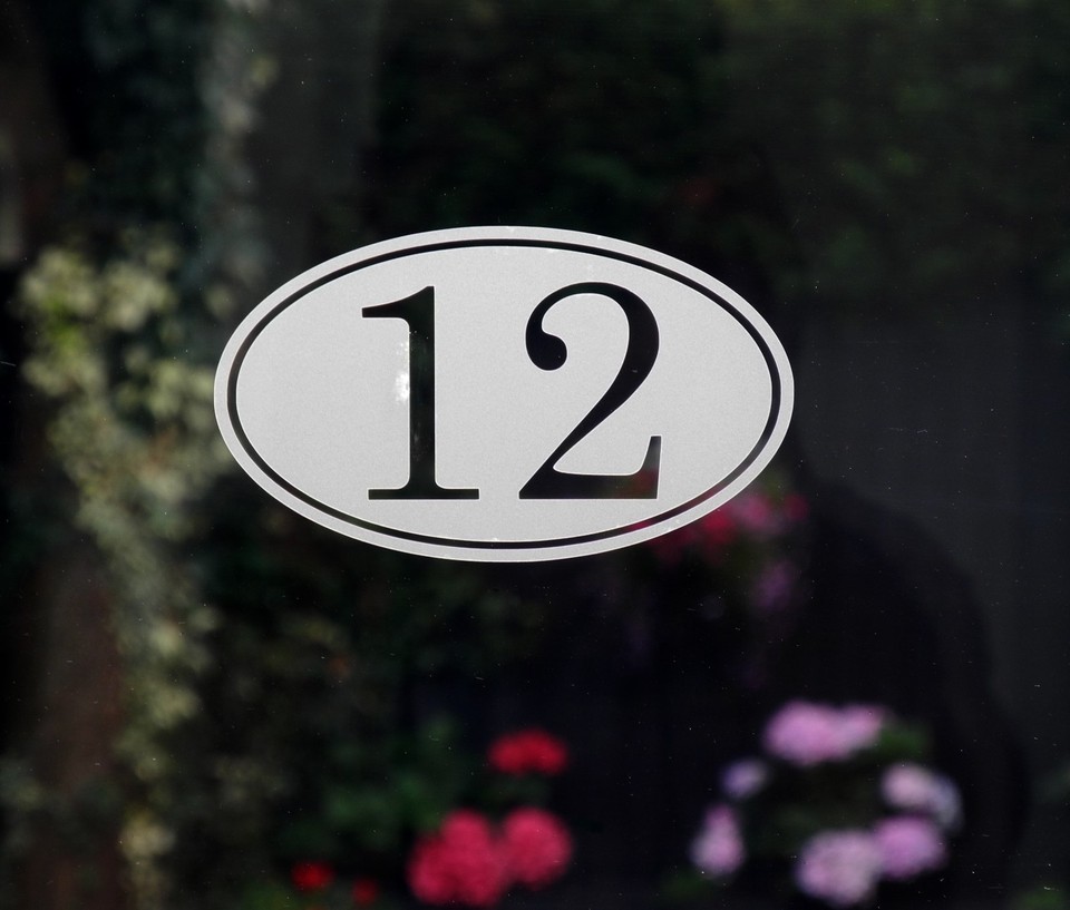 Traditional Oval Border house number sticker Etched glass style ...