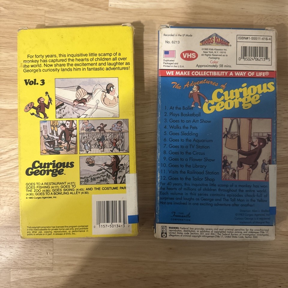 2 Curious George VHS Tapes + 2 Other Children Tapes Used Condition | eBay