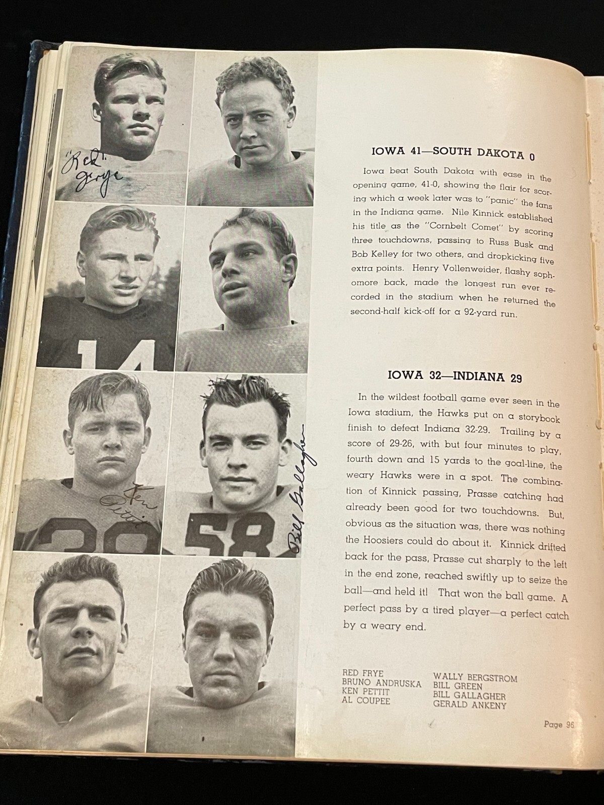 WOW! Nile Kinnick Senior Yearbook Autographed by Ironmen! Iowa Hawkeyes ...
