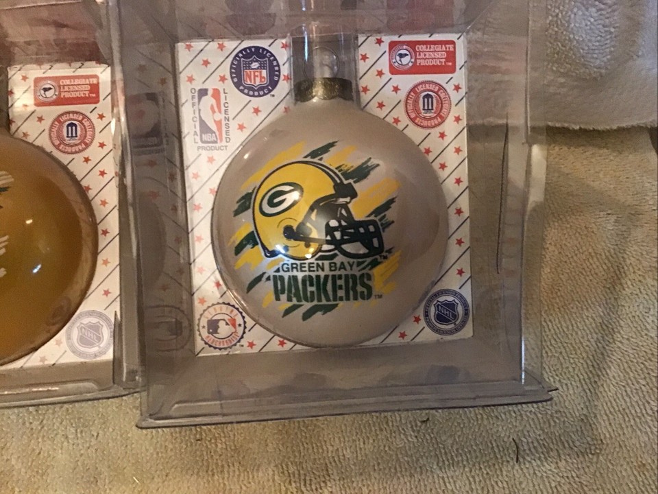 Green Bay Packers Christmas Ball Ornament Lot of 3 Sports Collectors ...