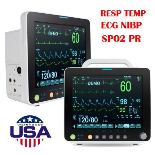 Carejoy 12" Vital Sign Patient Monitor NIBP SPO2 ECG,PR,TEMP Monitor ...