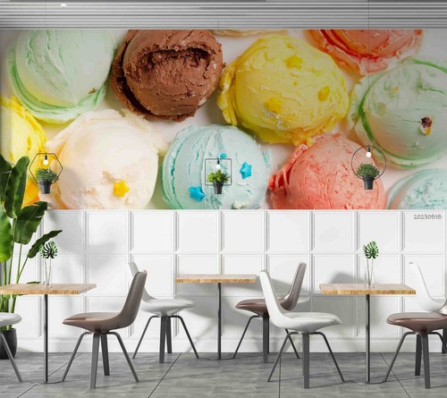 3D Ice Cream Cold Drink Shop Wall Murals Wallpaper Murals Wall Sticker ...