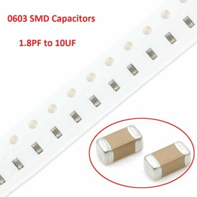 SMD/SMT 0603 Capacitors Various Values 1UF 22UF 220NF 470NF 1.8PF 10PF ...