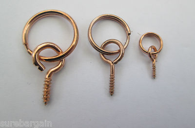 PICTURE HANGING SCREW SPILT RINGS Coppered Photo Frame Hanger wall ...