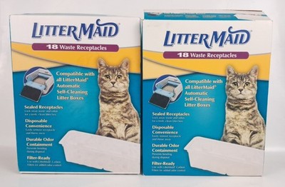 Lot of 2 - 18 ct (36) Litter Maid Waste Receptacles Sealable Cat Litter ...