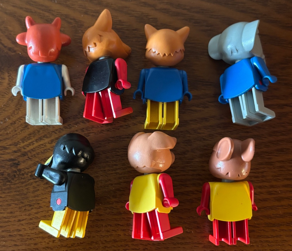 Lot of 7 Vintage 1980s LEGO Fabuland Minifigures Animal Figure Pig Cow ...