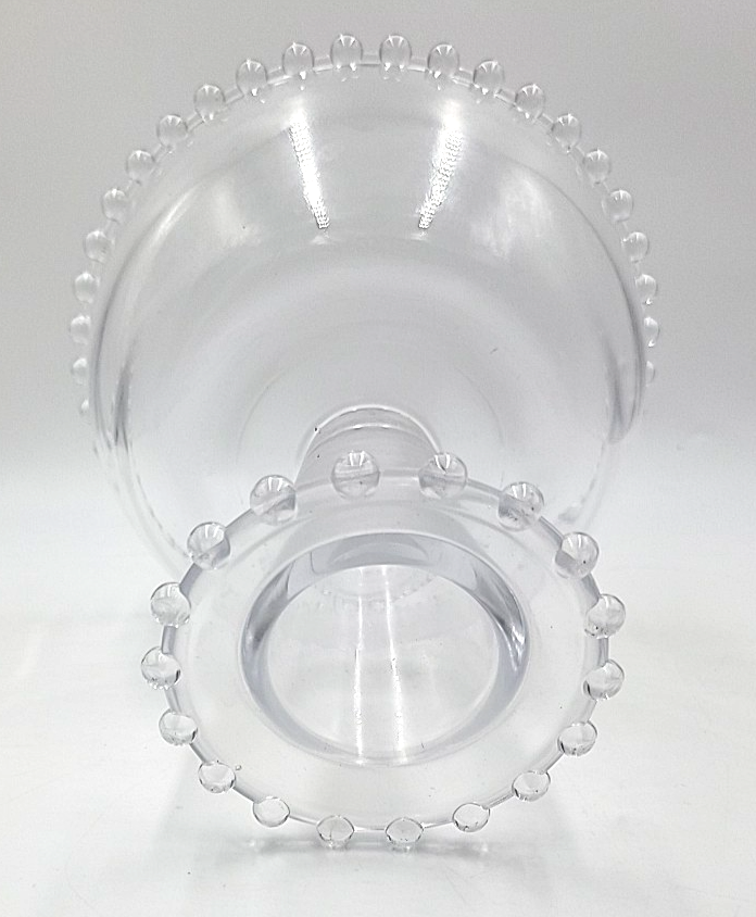 Beaded Edge Clear by AMBIANCE CRYSTAL Czech Glass Pedistal 8” Compote ...