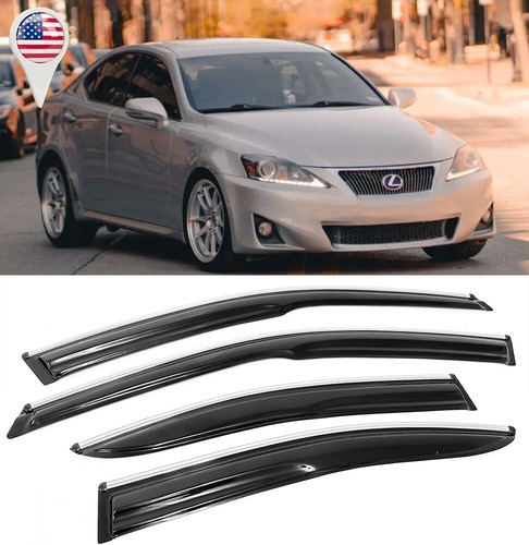 4 Pc 3D Chrome Trim Window Visor Deflector Wind Guard Fit 06-13 Lexus ...