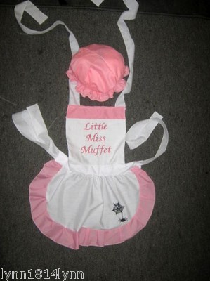 GIRLS KIDS LITTLE MISS MUFFET COSTUME APRON & MOP TOP HAT M2O Fit 1-12 ...