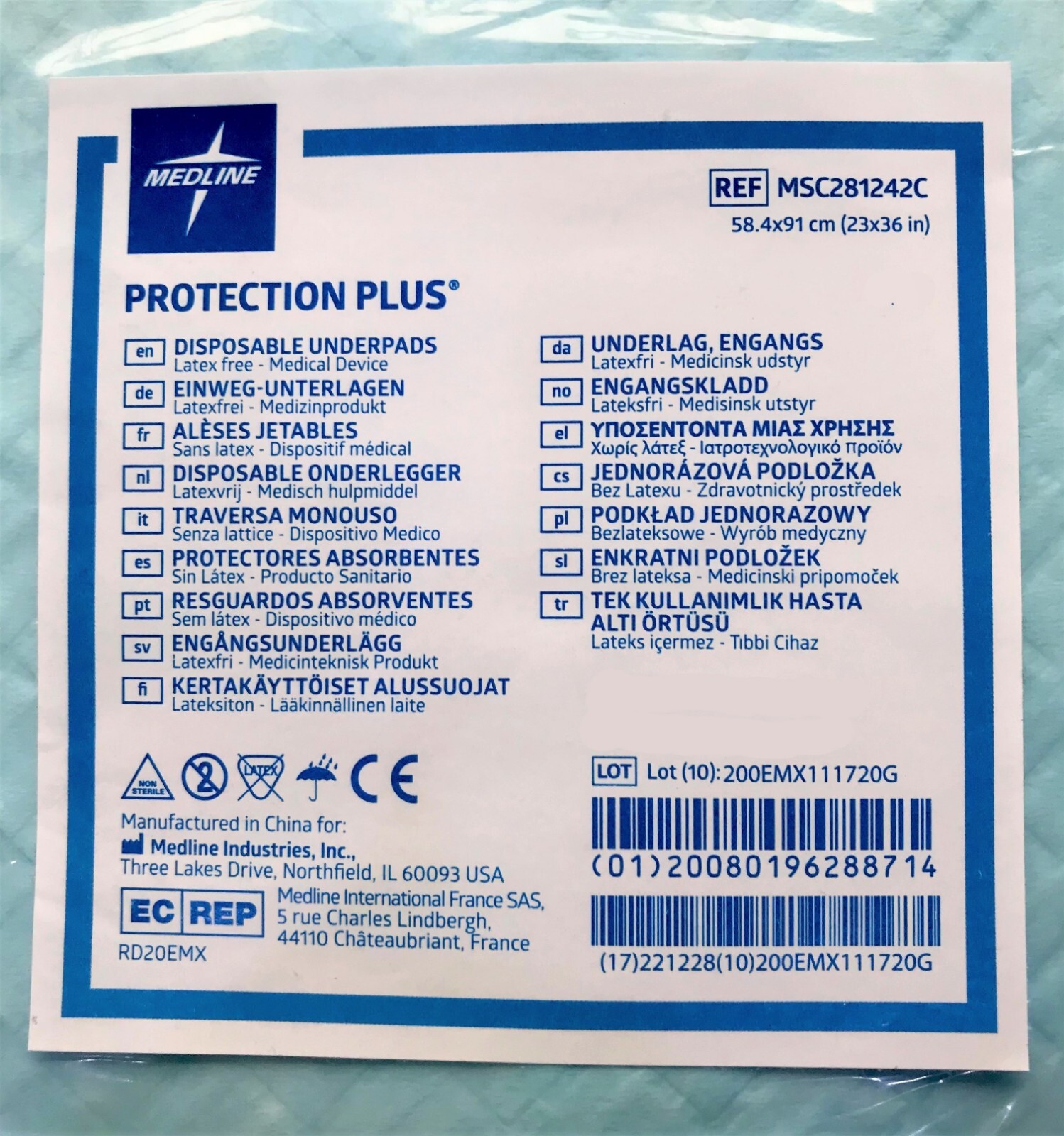 Medline Protection Plus Disposable Incontinence Bed Pads 60 x 90 ...