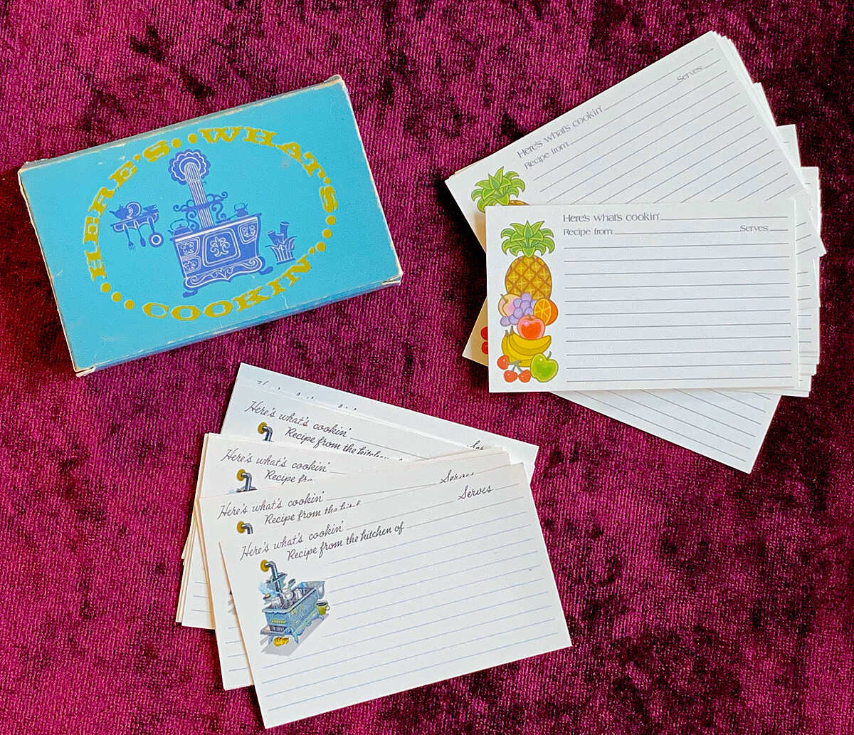 Vtg Current Recipe Cards 30 Here’s What's Cookin Cast Iron Stove (10 ...