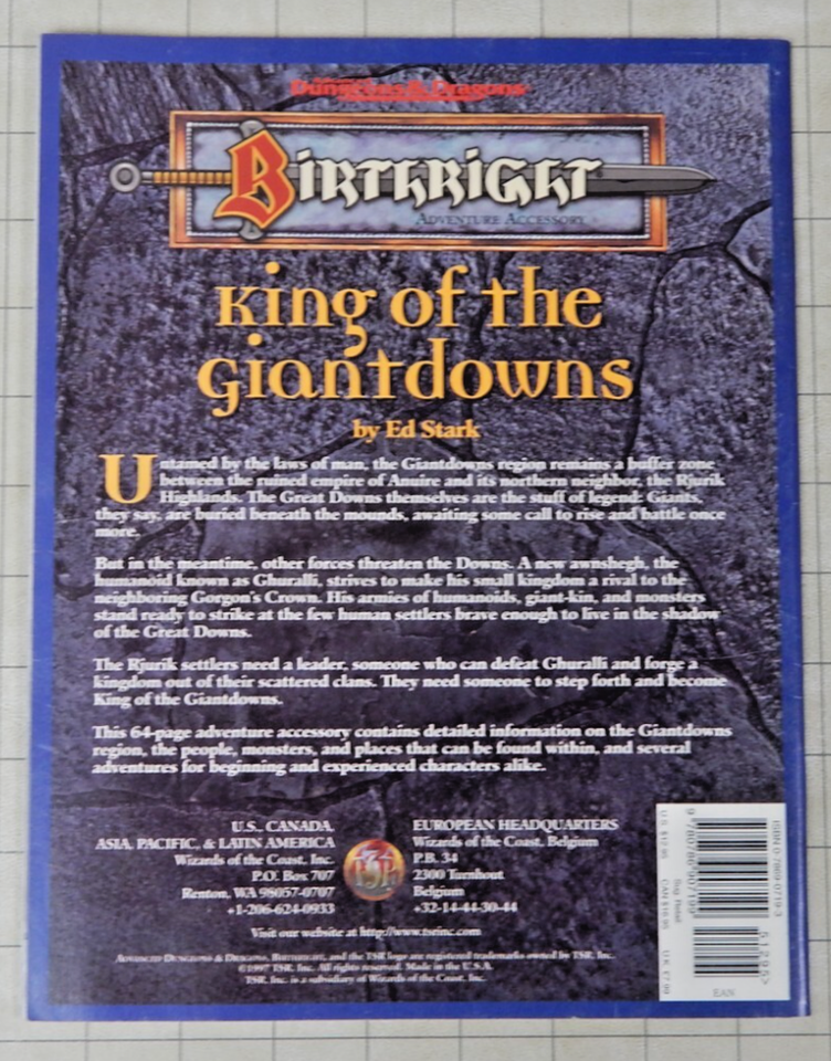 TSR Dungeons & Dragons Birthright #3142 KING OF THE GIANTDOWNS ...