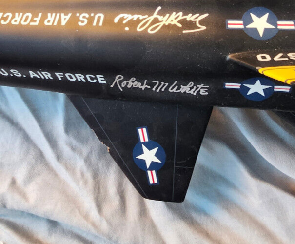 X-15 model signed by 2 X-15 pilots: Scott Crossfield and Robert White ...
