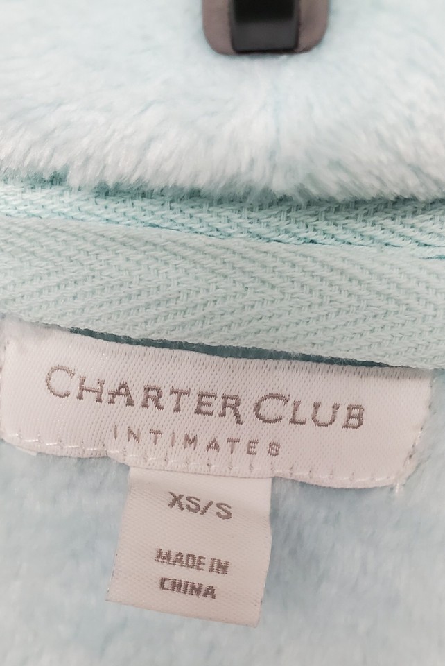 Charter Club Women's Long Solid Shine Plush Knit Robe - Iced Aqua Size ...