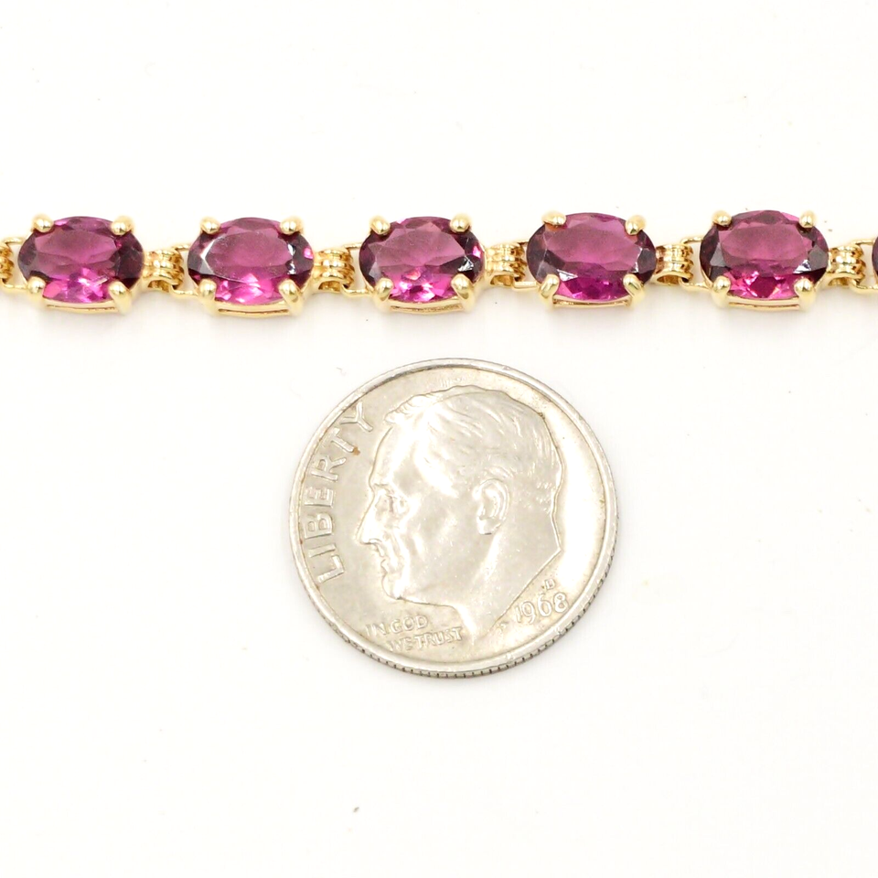 14k Yellow Gold Rubellite Tourmaline Gemstone Chain Link Tennis ...