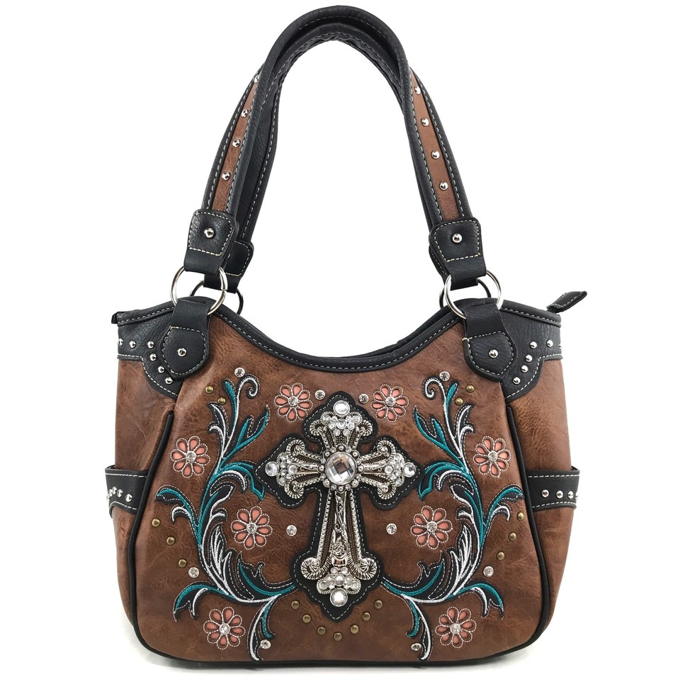 Justin West Embroidery Summer Flowers Cross Conceal Carry Shoulder ...