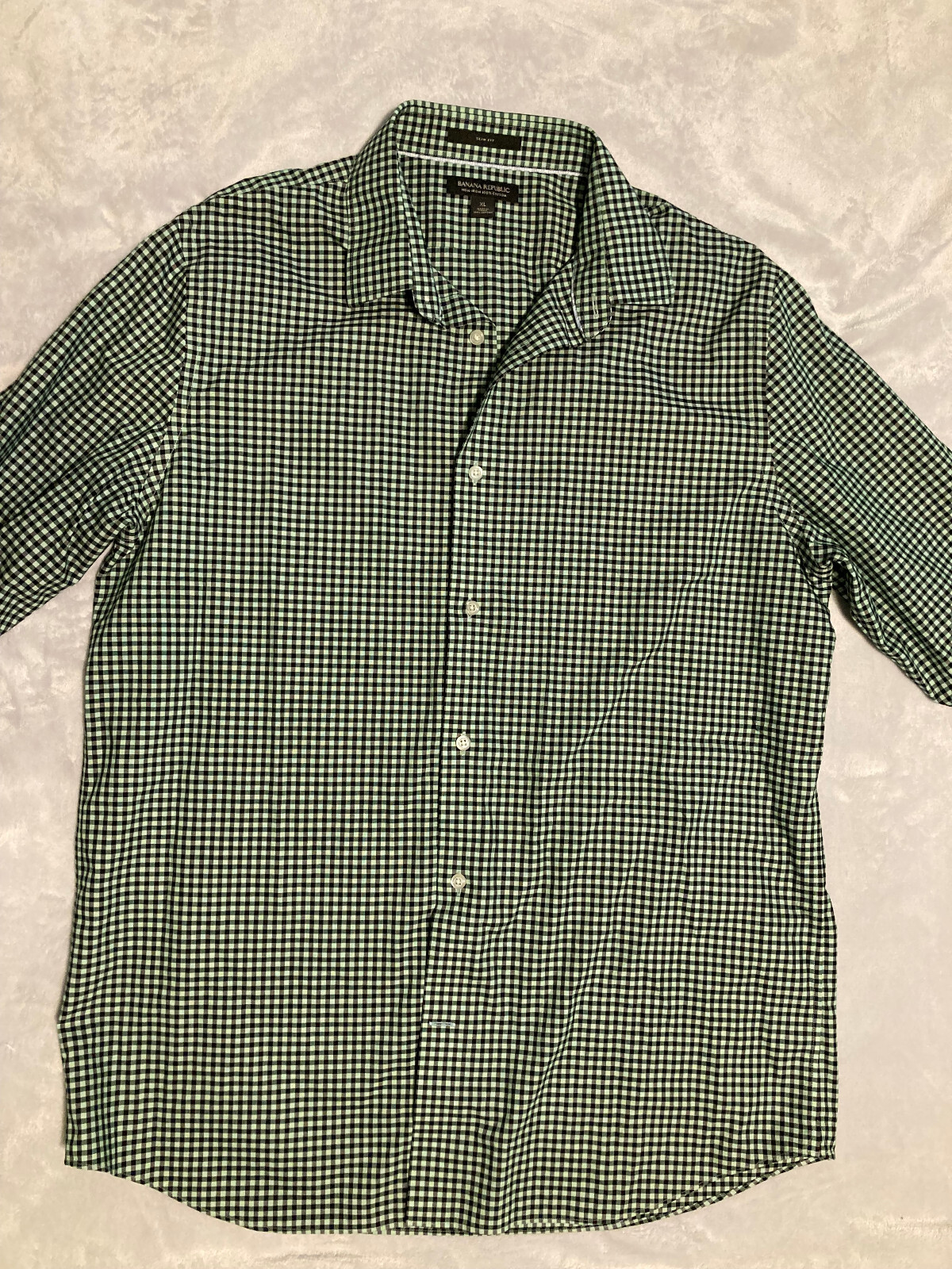 Banana Republic Tailored Slim Fit Shirt Mens Xl Gingham Plaid Button Up
